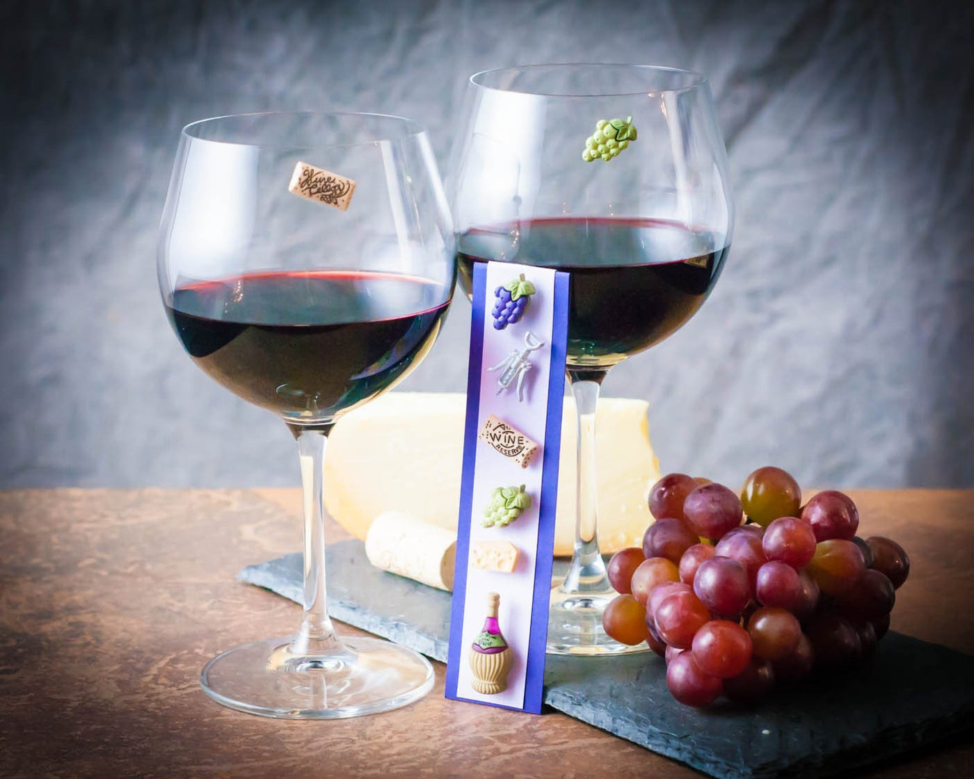 Wine & Cheese | Party Themed Wine Charms | Simply Charmed