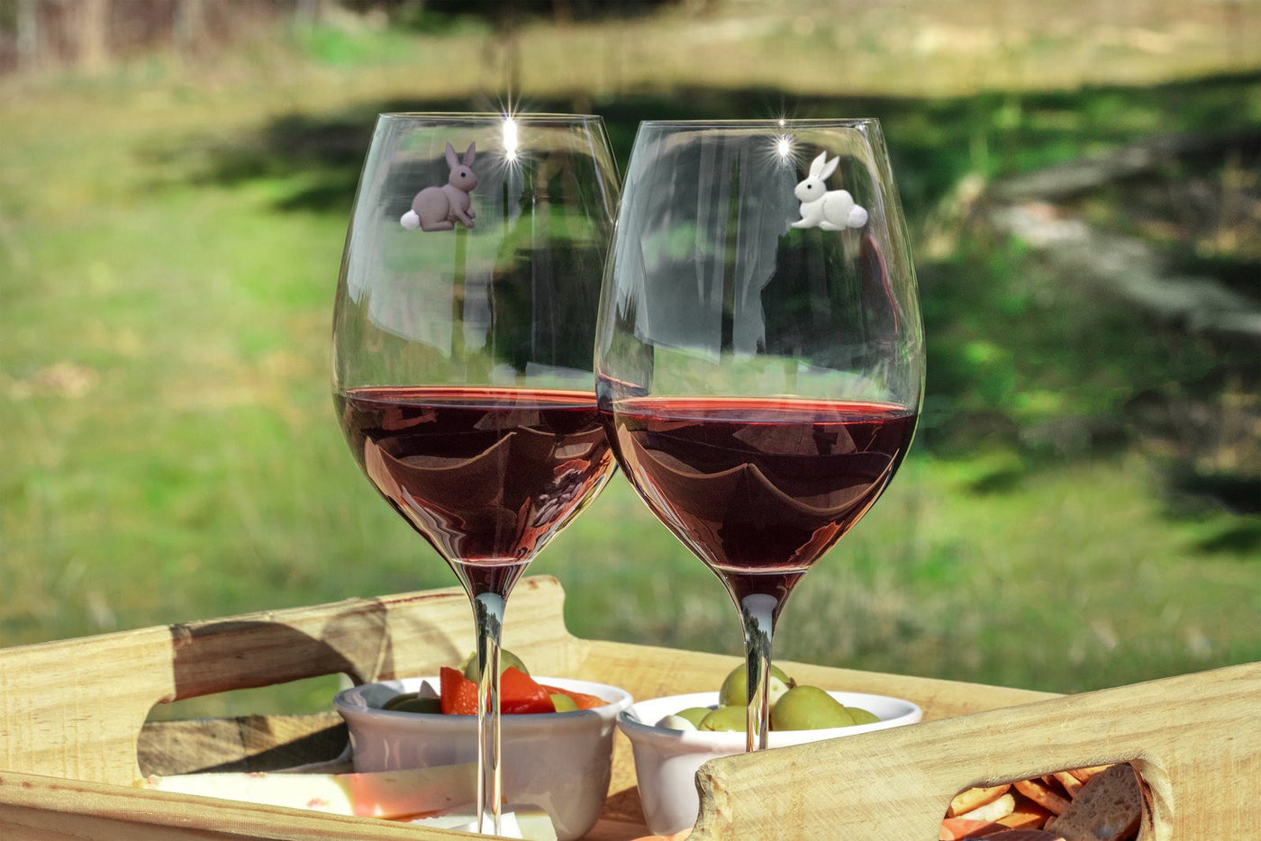 Bunnies and Tulips | Animal Themed Wine Charms | Simply Charmed